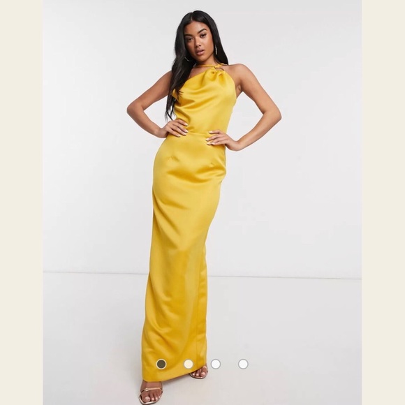 Yaura | Dresses | Yaura Satin Coloumn Maxi Strappy Back Aesthetic ...